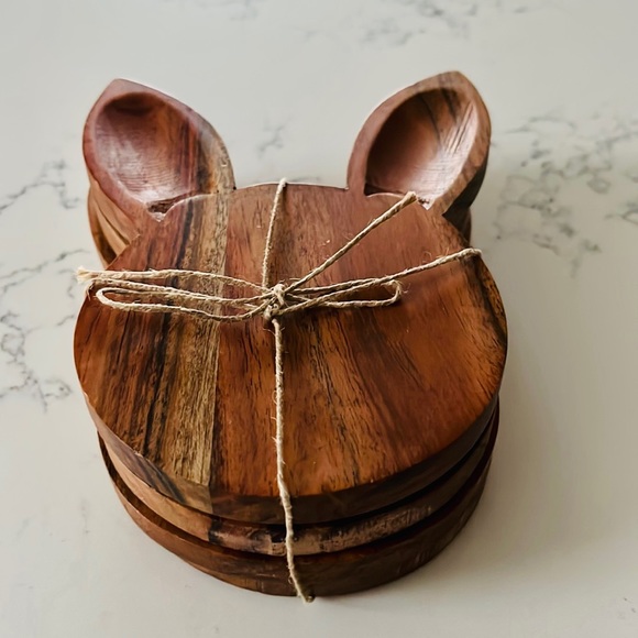 Pier 1 | Accents | Pier Easter Bunny Wood Coasters | Poshmark